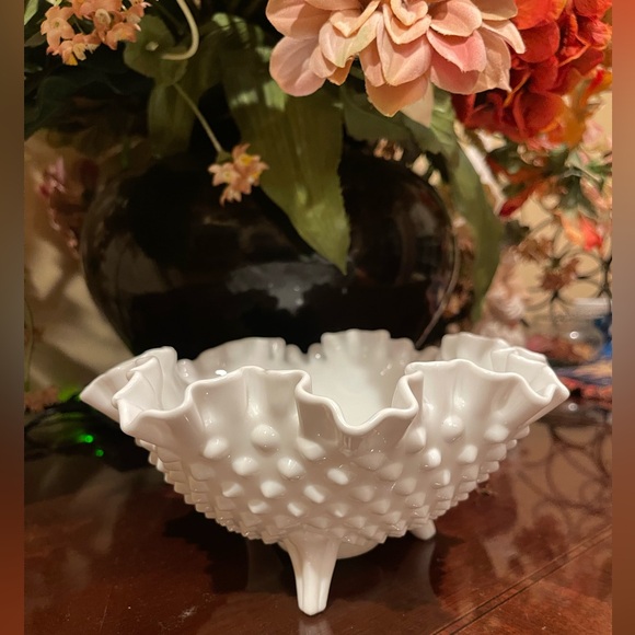 Fenton | Dining | Vintage Fenton Hobnail 3 Toed Footed Crimped Ruffled ...
